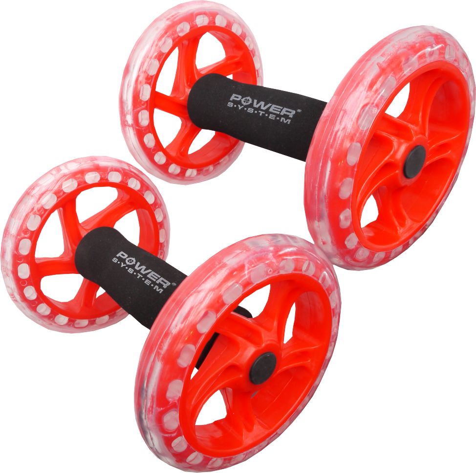 Power System | Exercise Rollers Twin Core Ab Wheel - Red